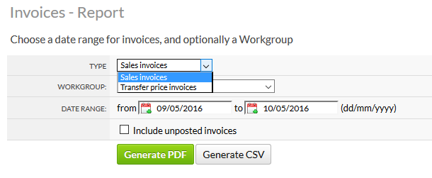 Sales & TP invoice reports | w3pedia